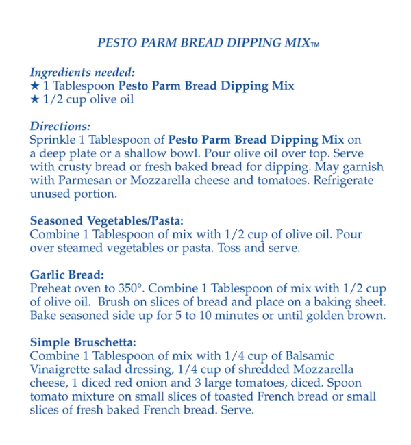 Pesto Parm Bread Dipping Mix – Ginger's Uptown