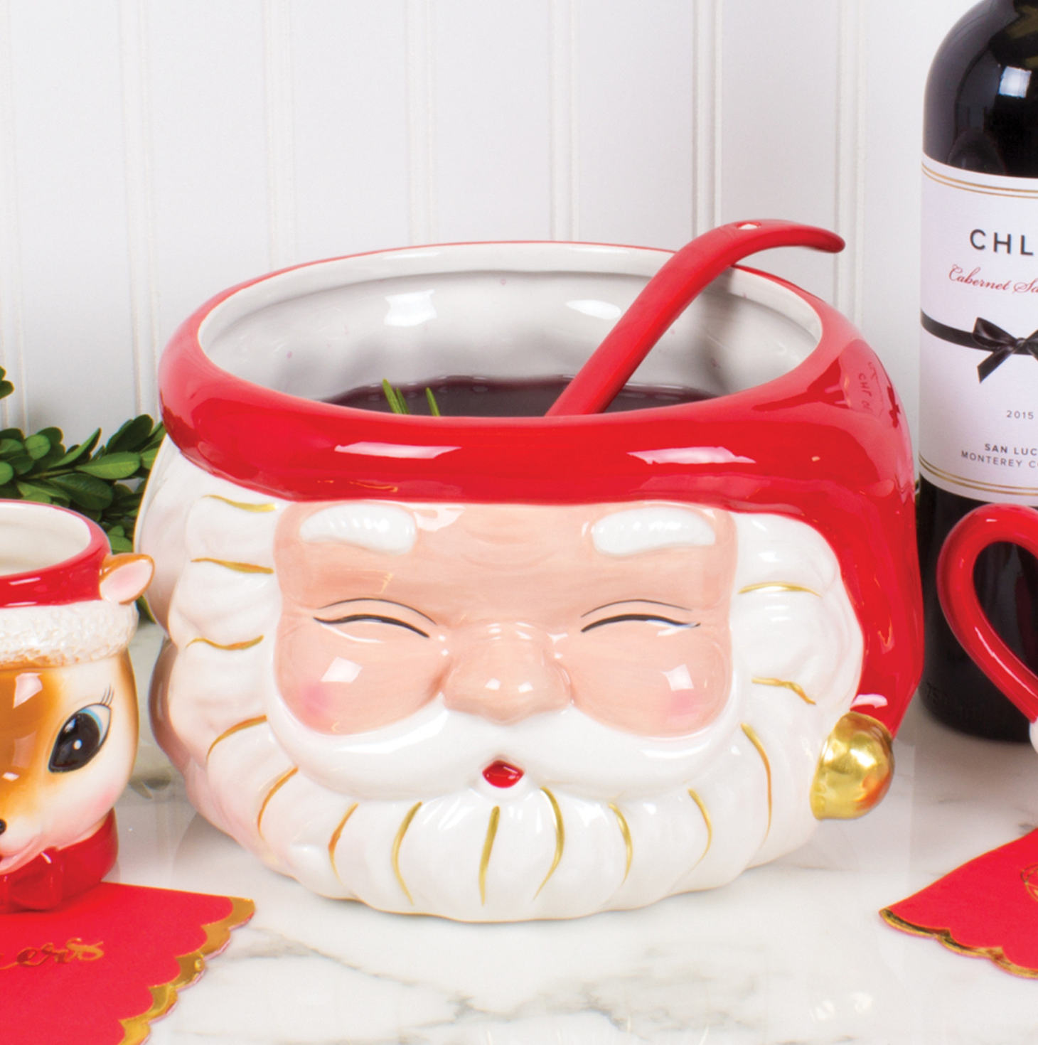Red Santa Punch Bowl & Ladle – Ginger's Uptown